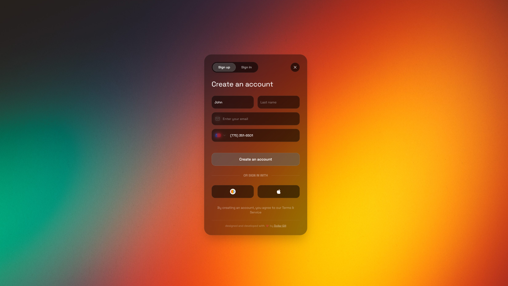 v0 - Frosted Authentication Page - v0 by Vercel