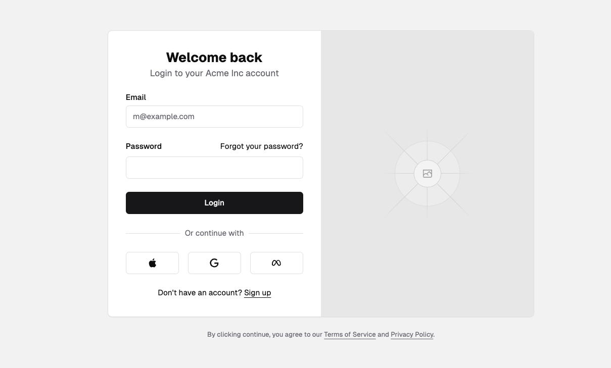 v0 - Two-column Login Card - v0 by Vercel