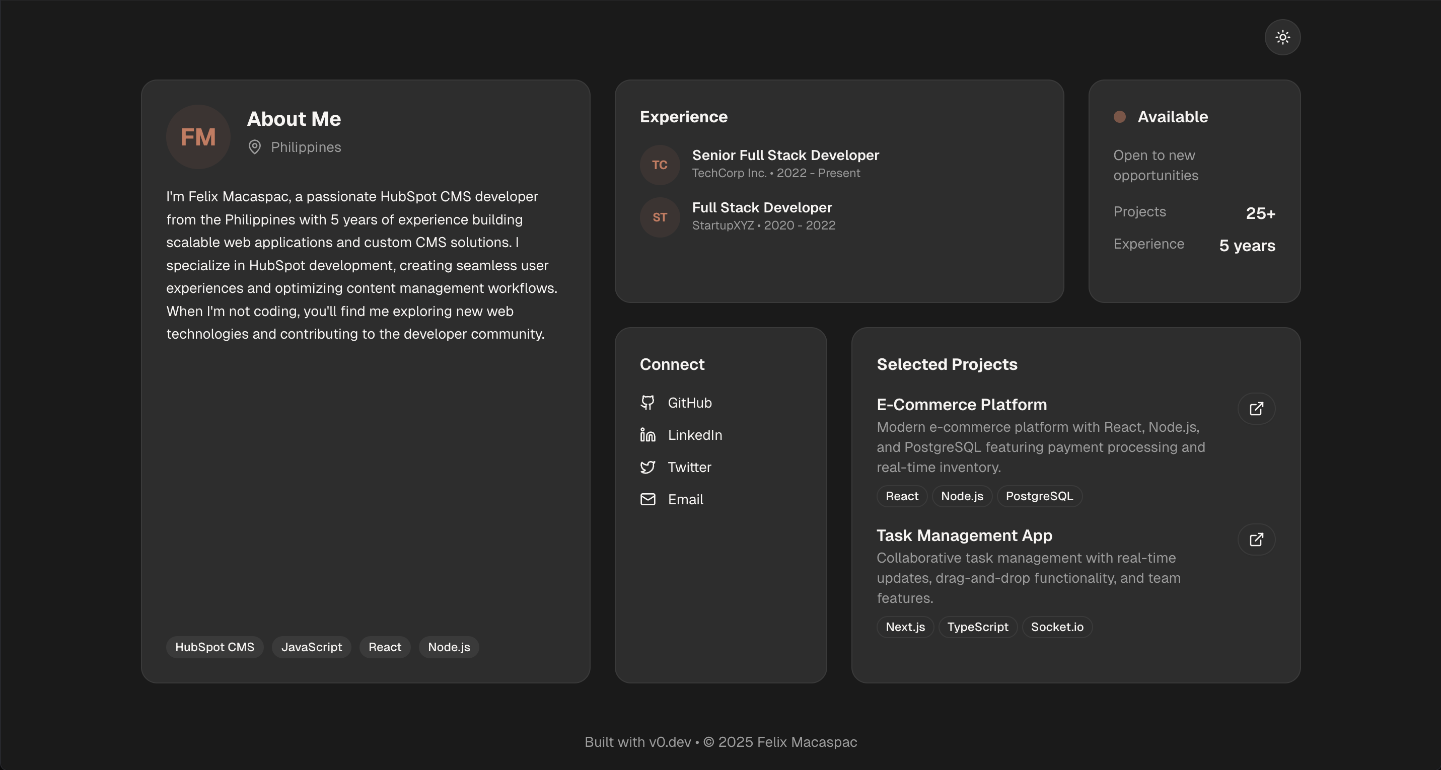 v0 - Bento portfolio design - v0 by Vercel
