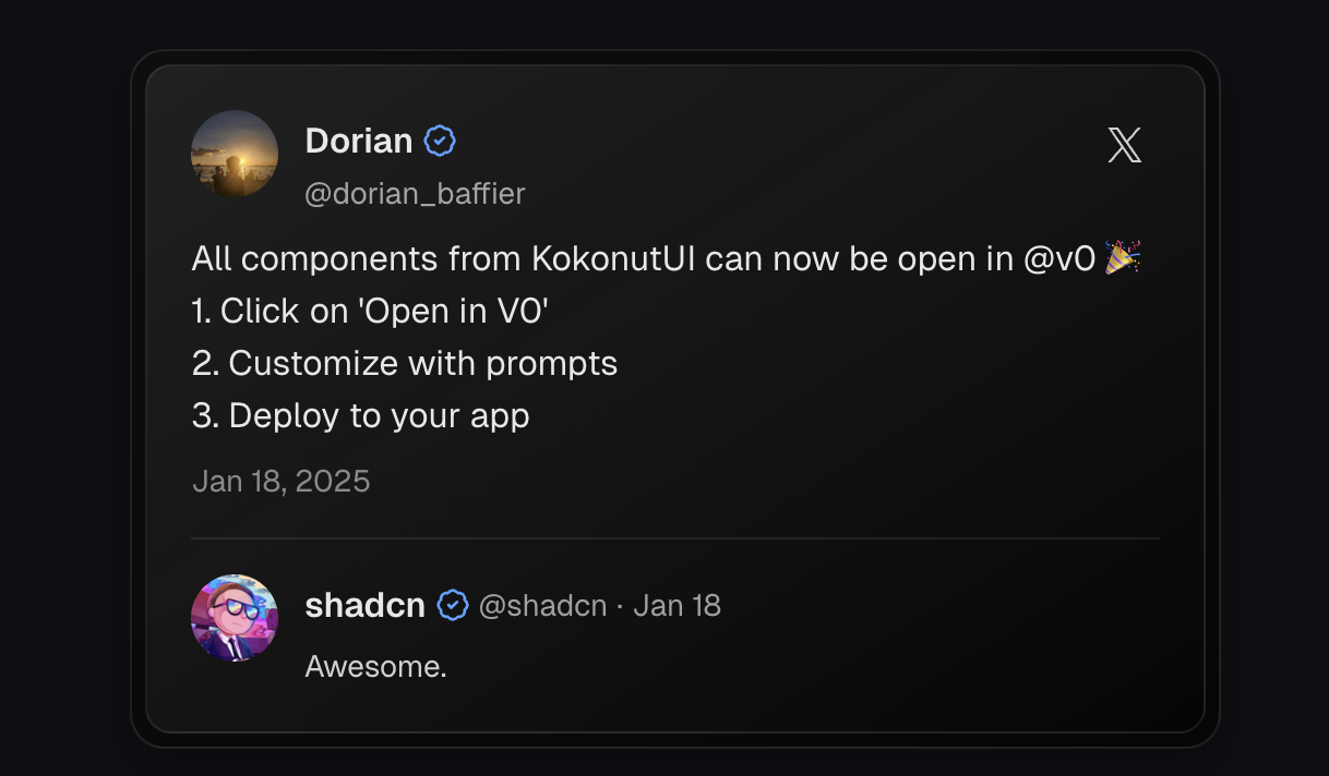 v0 - X (Twitter) Card - v0 by Vercel