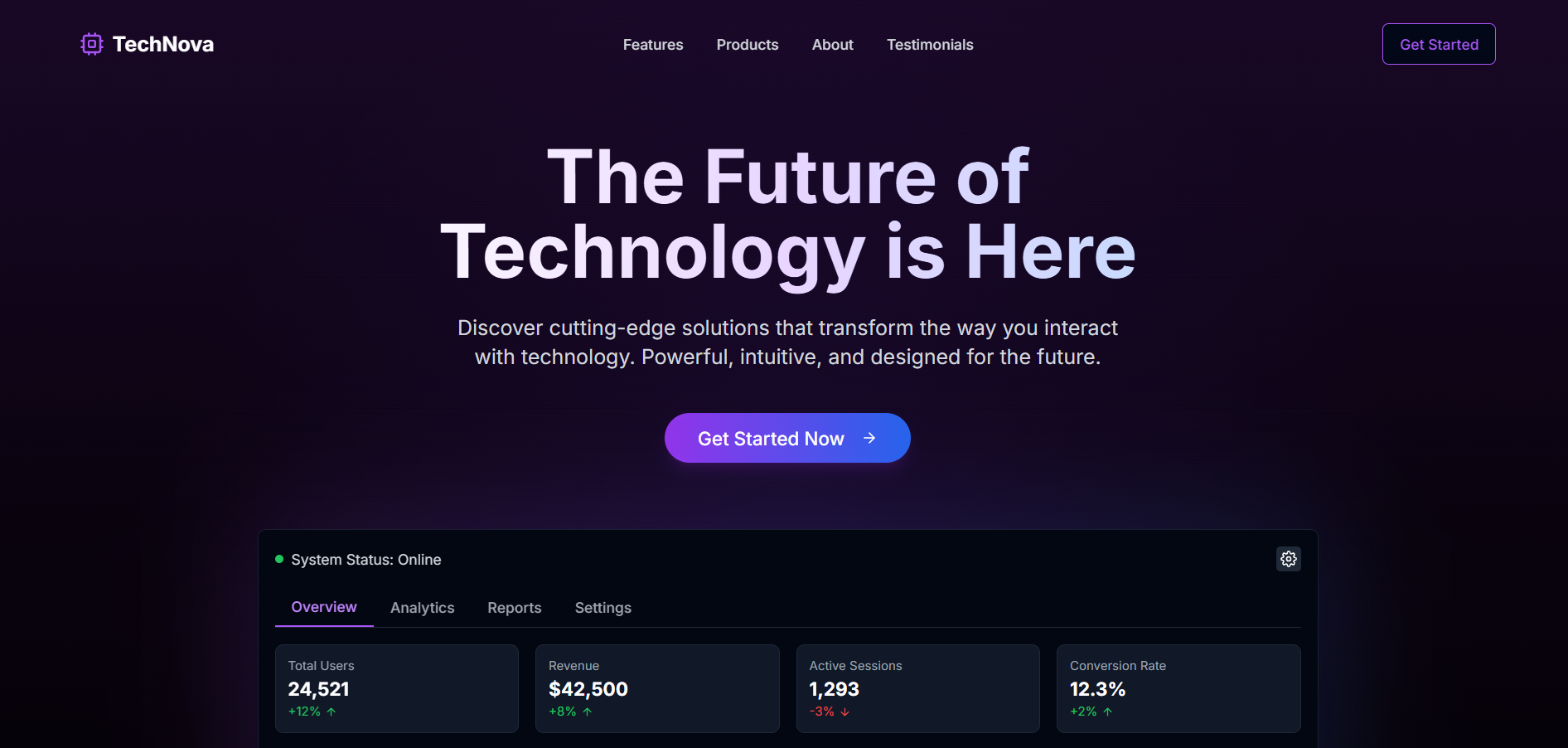 v0 - Dark themed landing page - v0 by Vercel