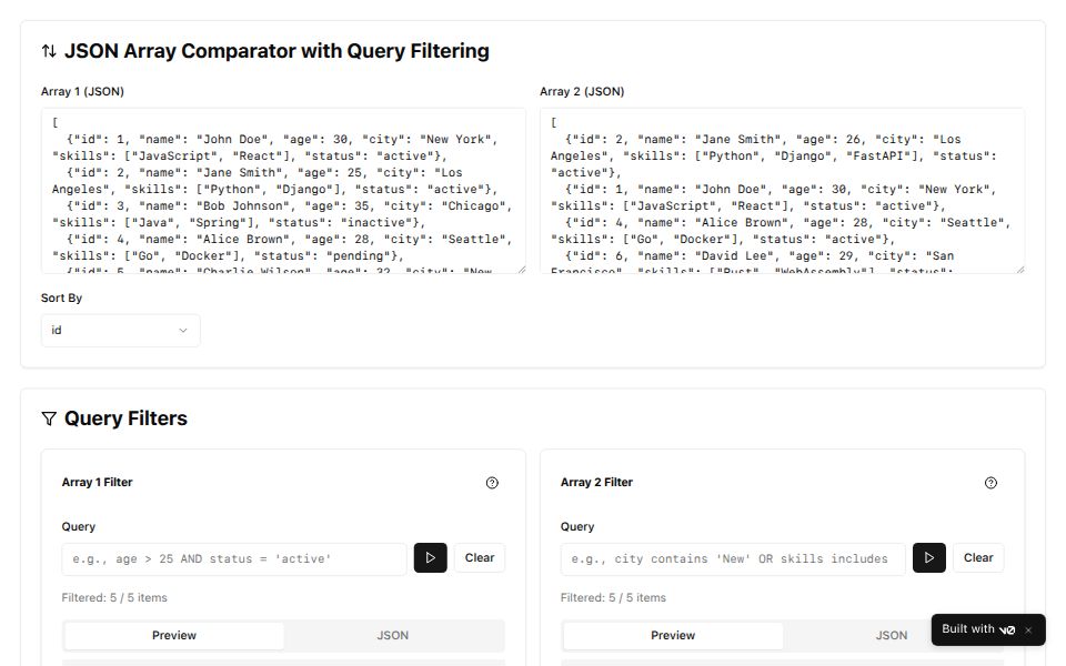 v0 - JSON comparison tool - v0 by Vercel
