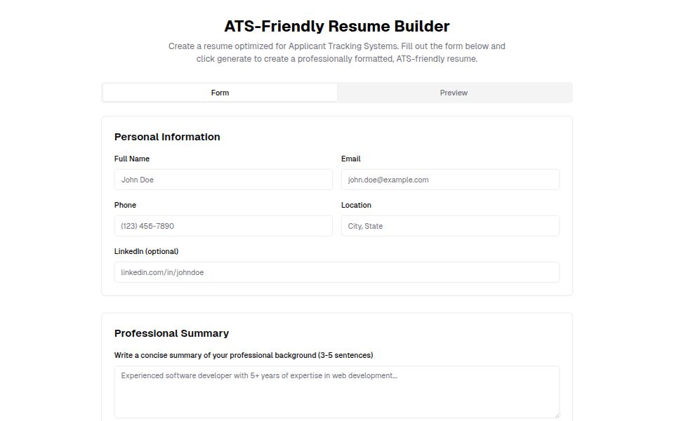 v0 - Ats friendly resume generator - v0 by Vercel