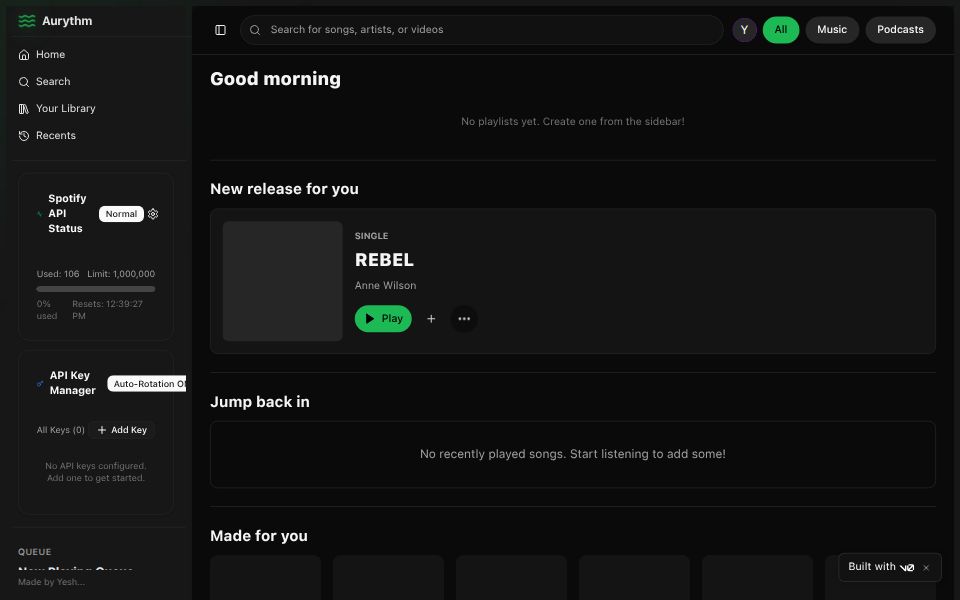 v0 - Spotify music streaming app - v0 by Vercel