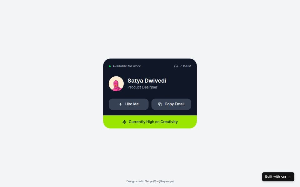 v0 - Profile card UI - v0 by Vercel