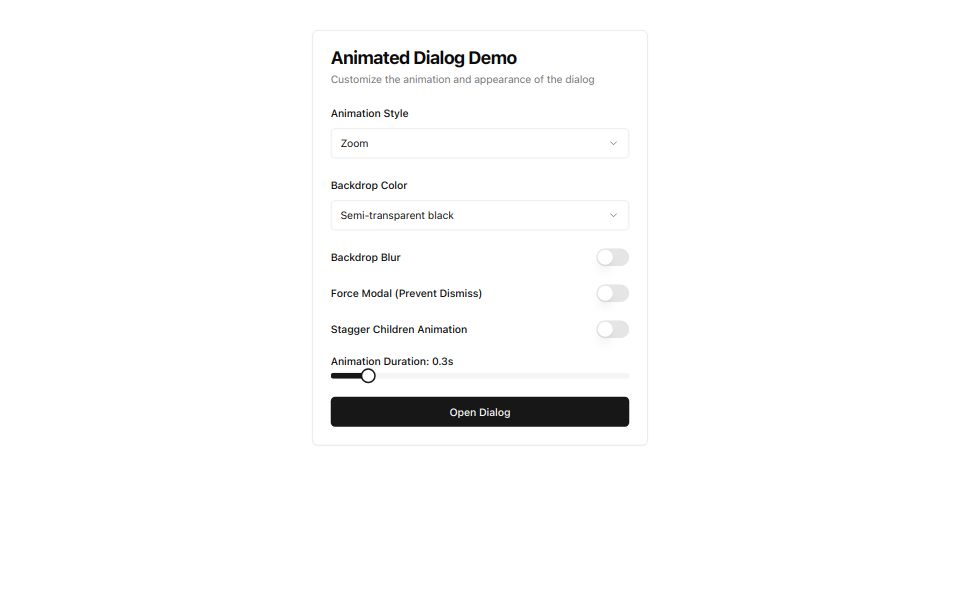 v0 - Animated dialog component - v0 by Vercel
