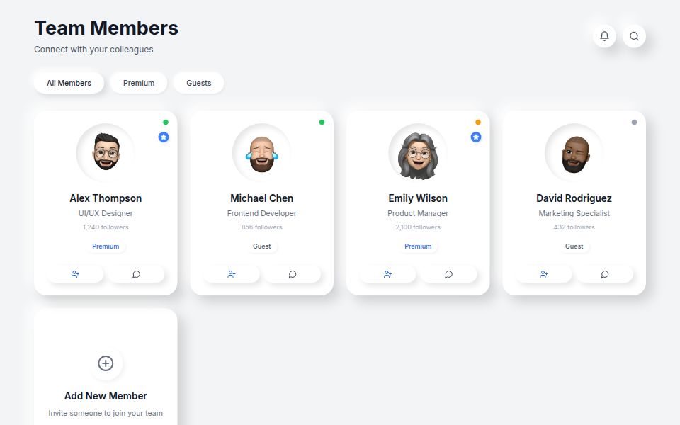 v0 - Minimalist Profile Cards - v0 by Vercel