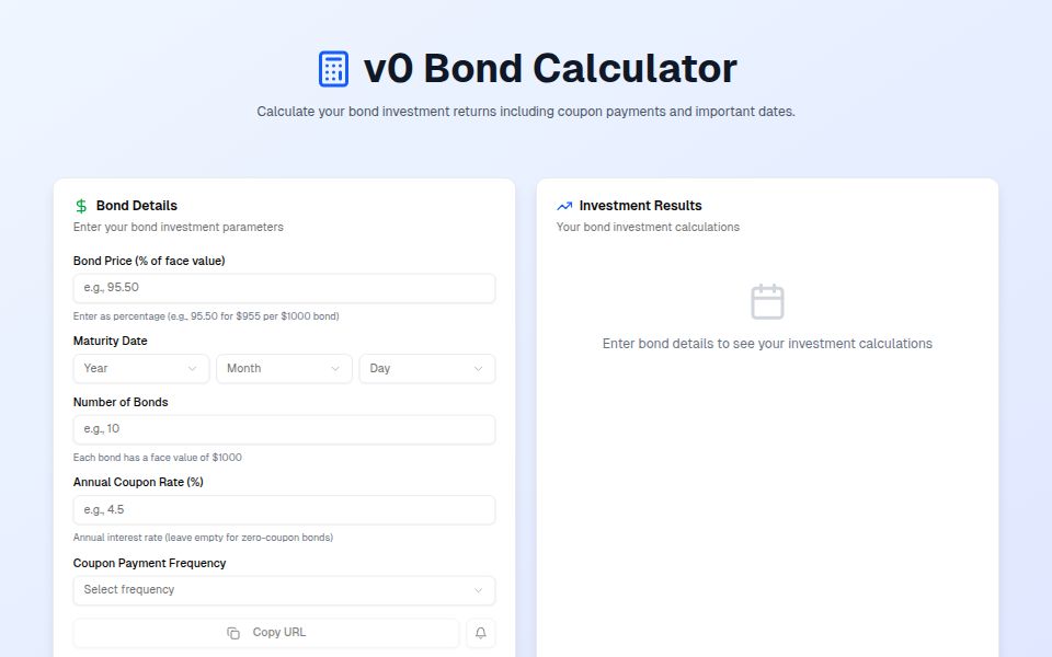 v0 - Bond calculator - v0 by Vercel