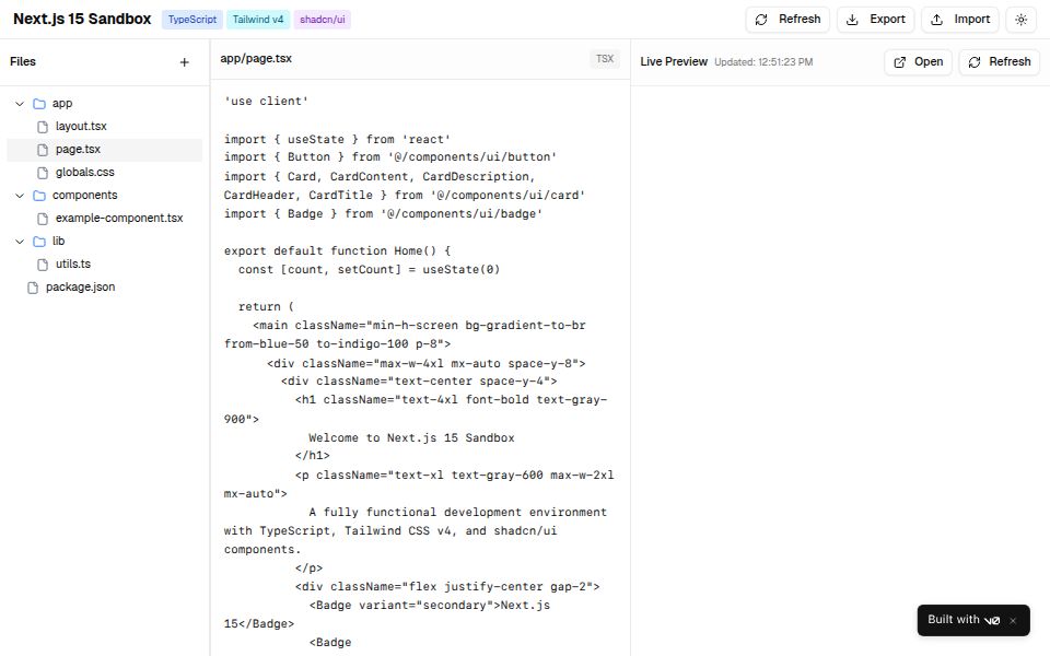 v0 - Nextjs sandbox - v0 by Vercel