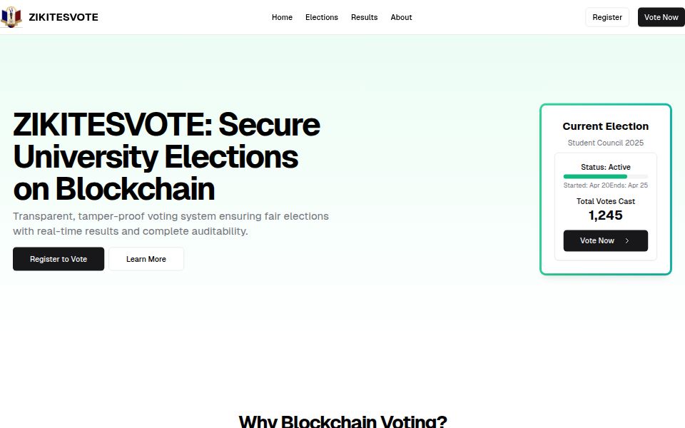 v0 - Blockchain voting system - v0 by Vercel