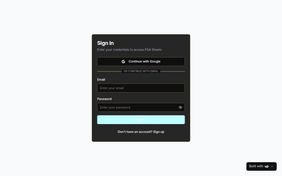 v0 - PSA-Sheets - v0 by Vercel