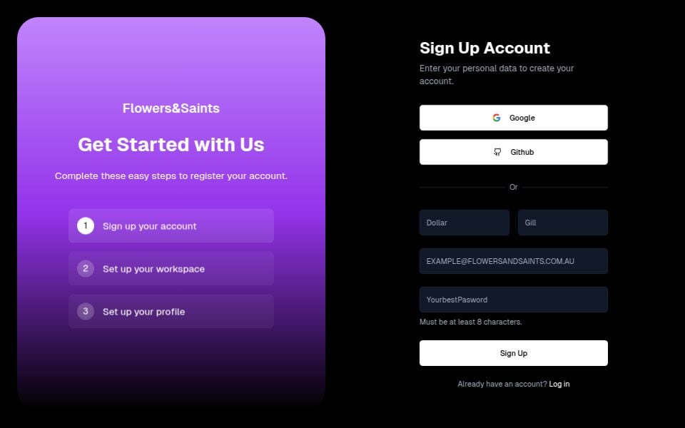 v0 - Signup page - Dark Modern - v0 by Vercel