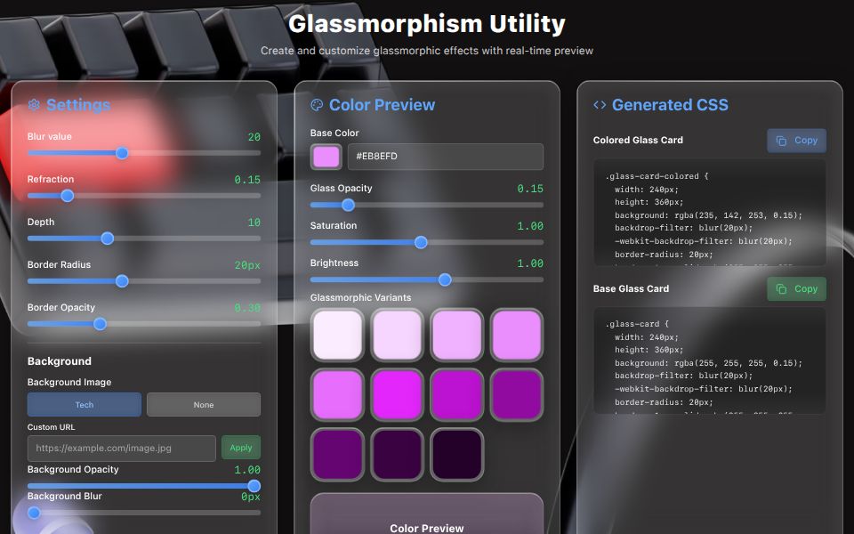 v0 - Glassmorphic utility page - v0 by Vercel