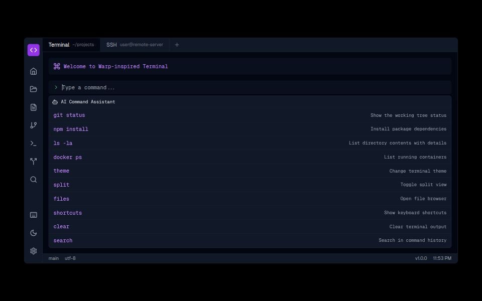v0 - Terminal Interface - v0 by Vercel